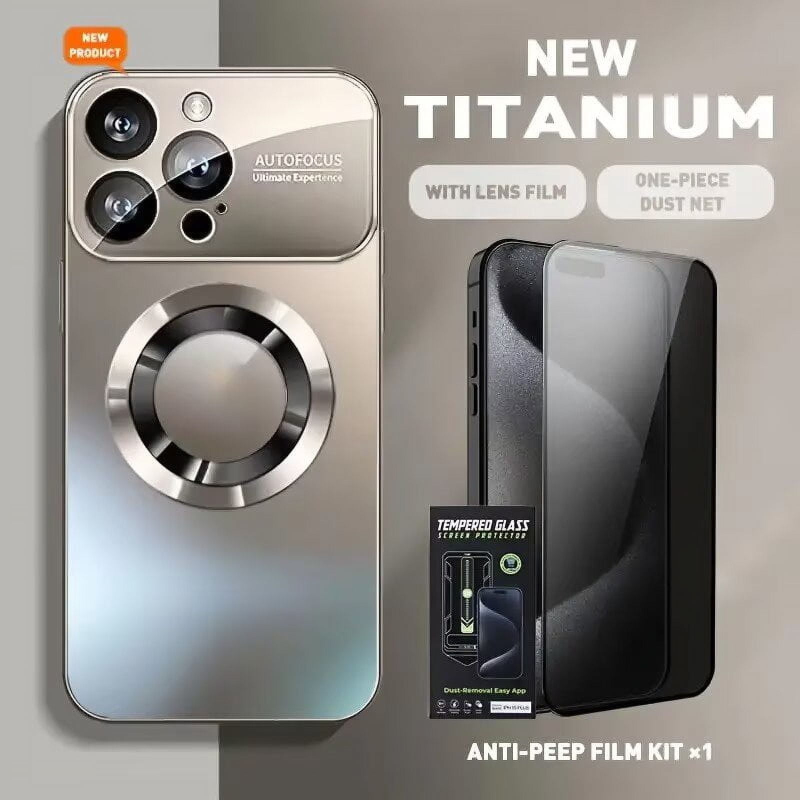 Two-pack of new titanium phone cases including privacy film, compatible ...