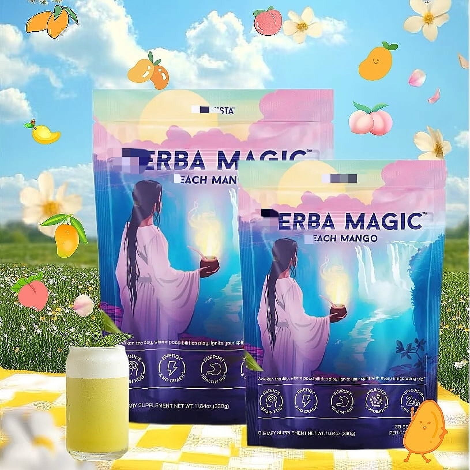 Two packs of instant tea powder, a three in one beverage, suitable for ...