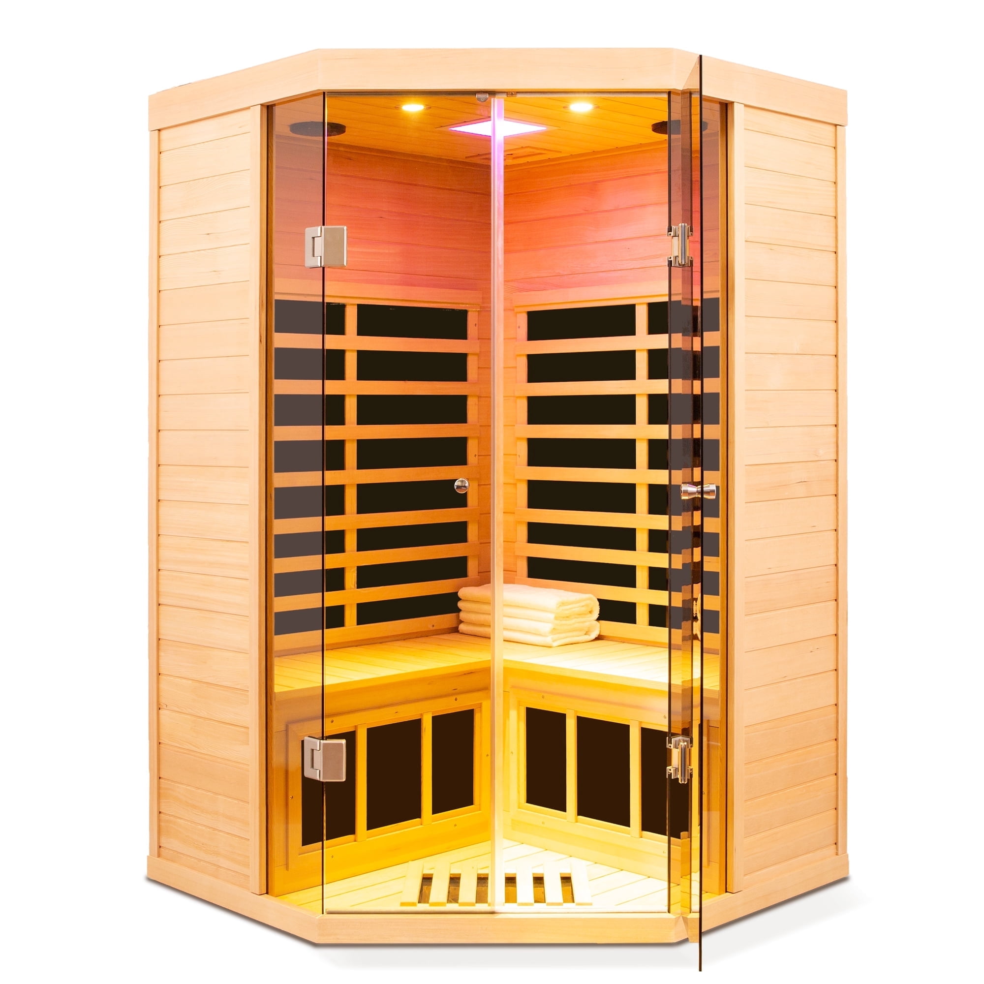 2-3-Person Hemlock Far Infrared Corner Sauna Room, 1520W Power, Large ...