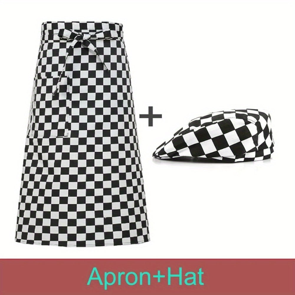 Two-piece Apron and Hat Uniform Suit for Men and Women Cooking Apron ...