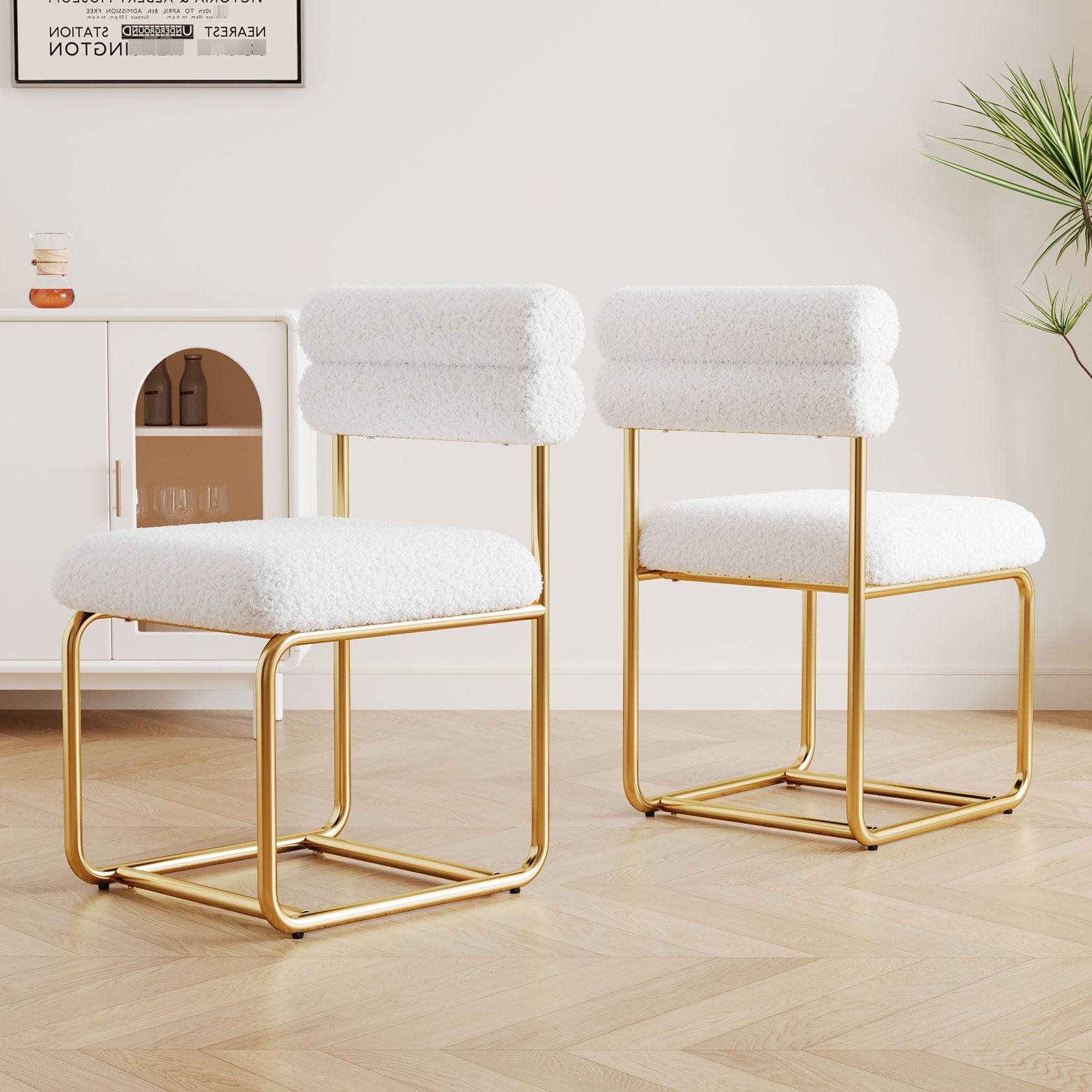 Two-piece Set of White Teddy Dining Chairs | Flawless White Fur, Fresh ...