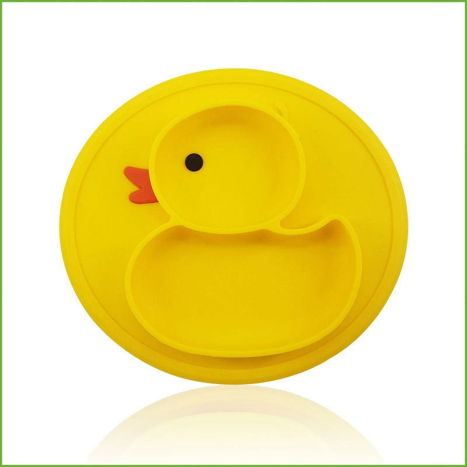 Two-piece package Silicone Toddler Plates Suction Placemat Divided Duck ...