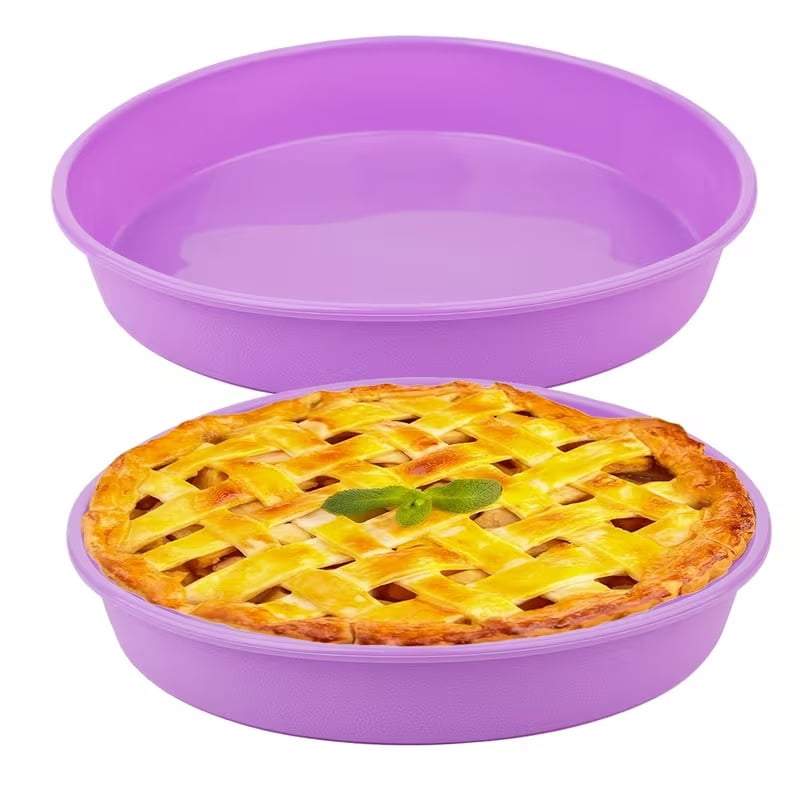 Two pieces of 9-inch silicone round cake molds, non-stick and easy to ...