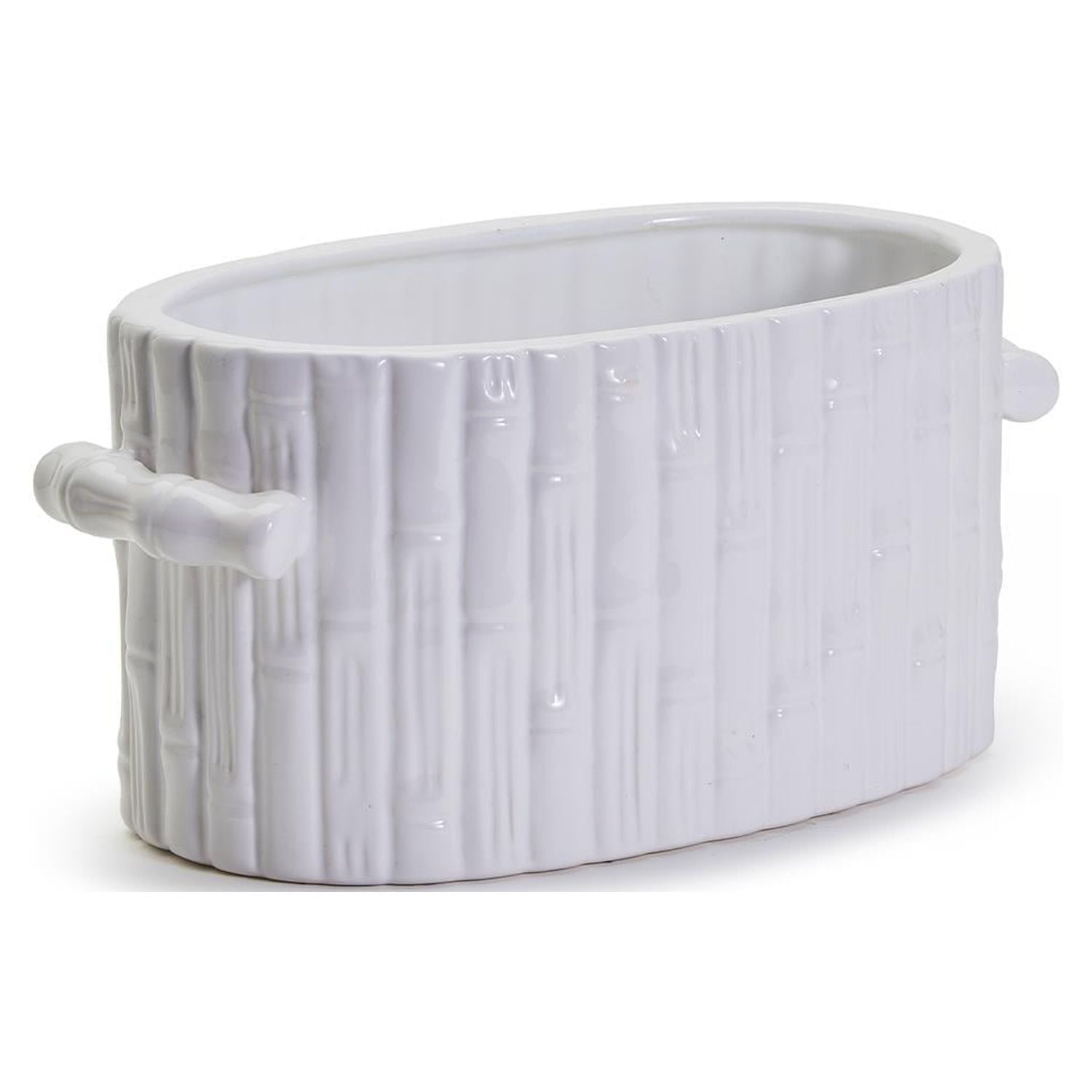 Two's Company Faux Bamboo Oval Centerpiece / Cachepot with Handles ...