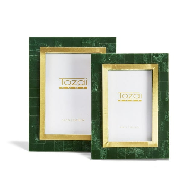 Two's Company Tozai Aventurine Set of 2 Green and Gold Photo Frames ...