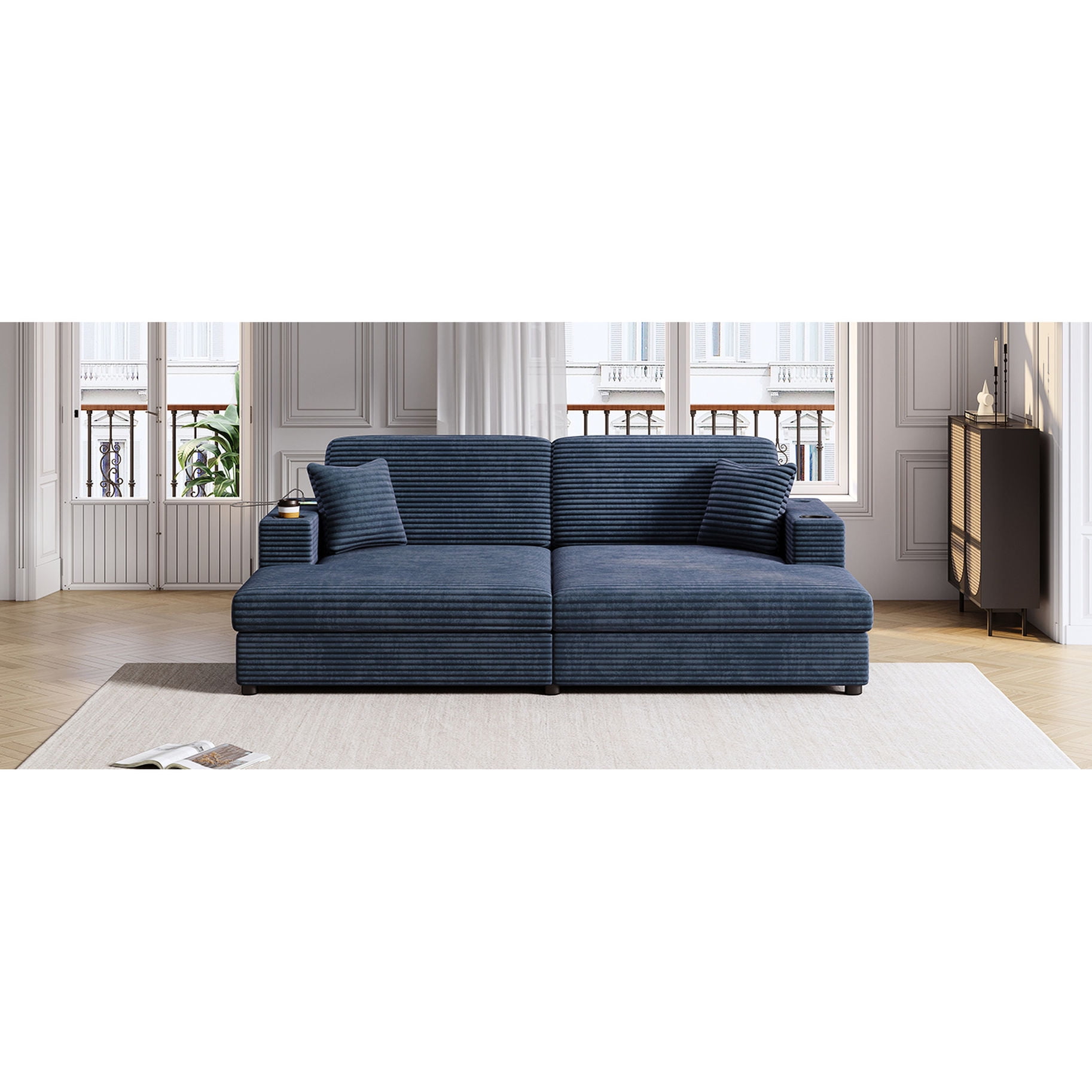 Two-seat Chaise Sofa with Thoughtful Design - Family Gathering in ...