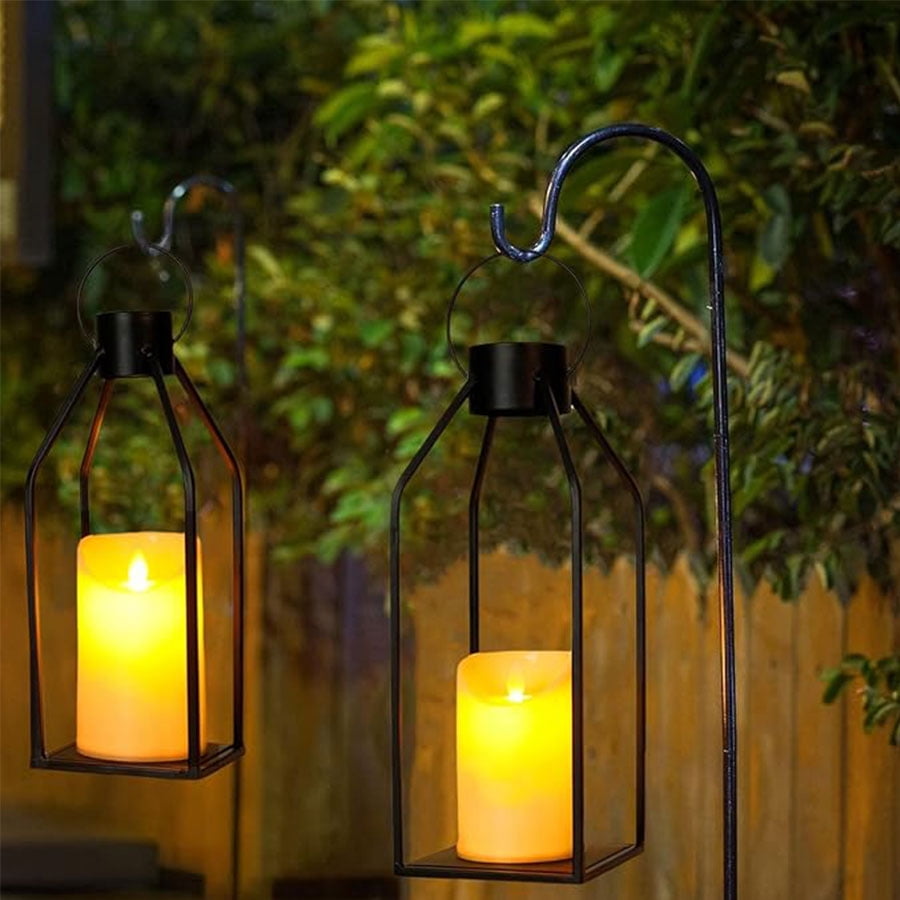 Two sets of large black metal candle lanterns - modern farmhouse style ...