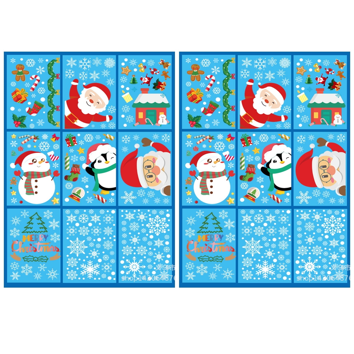 Two sets of cartoon Christmas window stickers window living room static ...