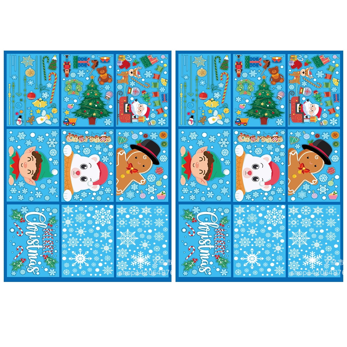 Two sets of cartoon Christmas window stickers window living room static ...
