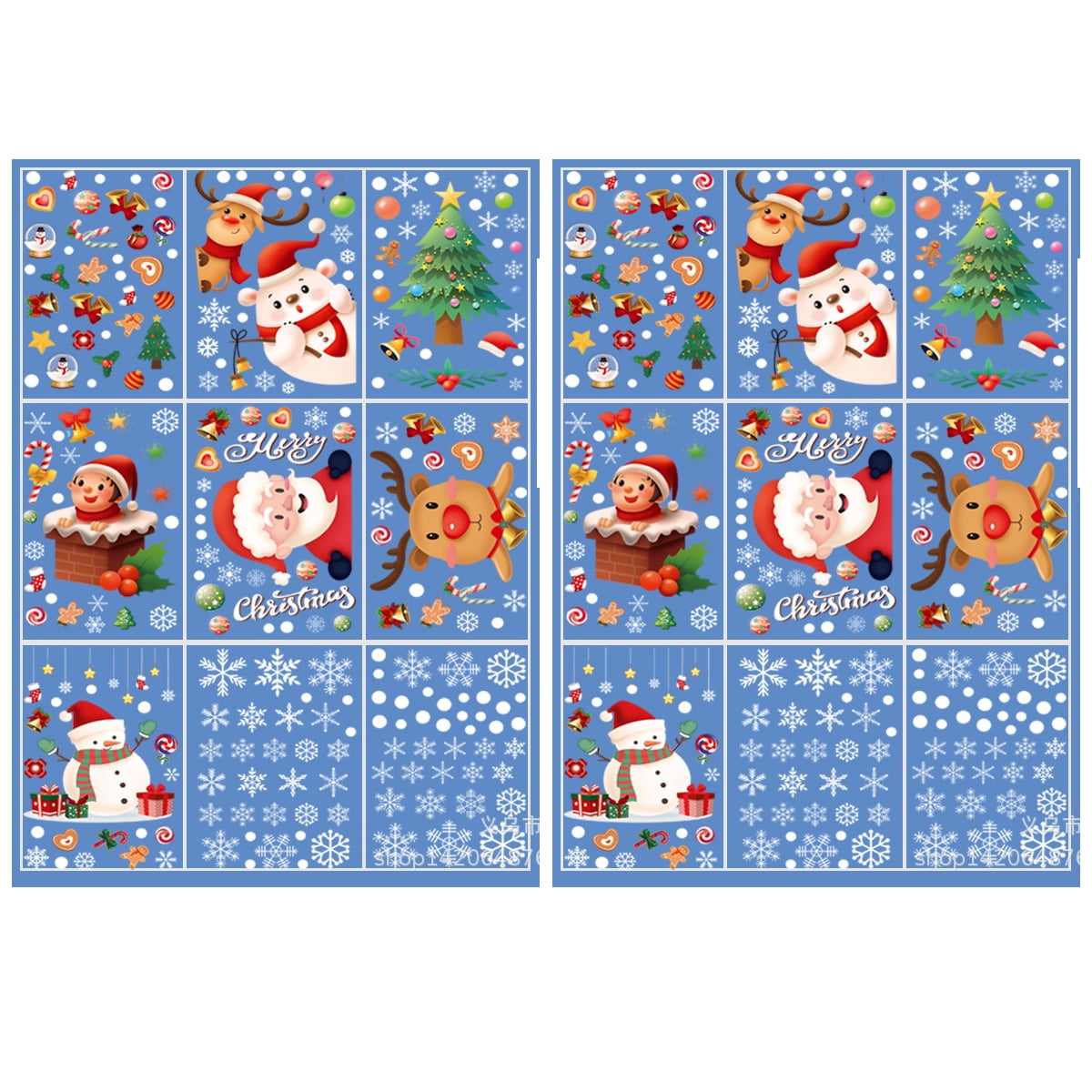 Two sets of cartoon Christmas window stickers window living room static ...