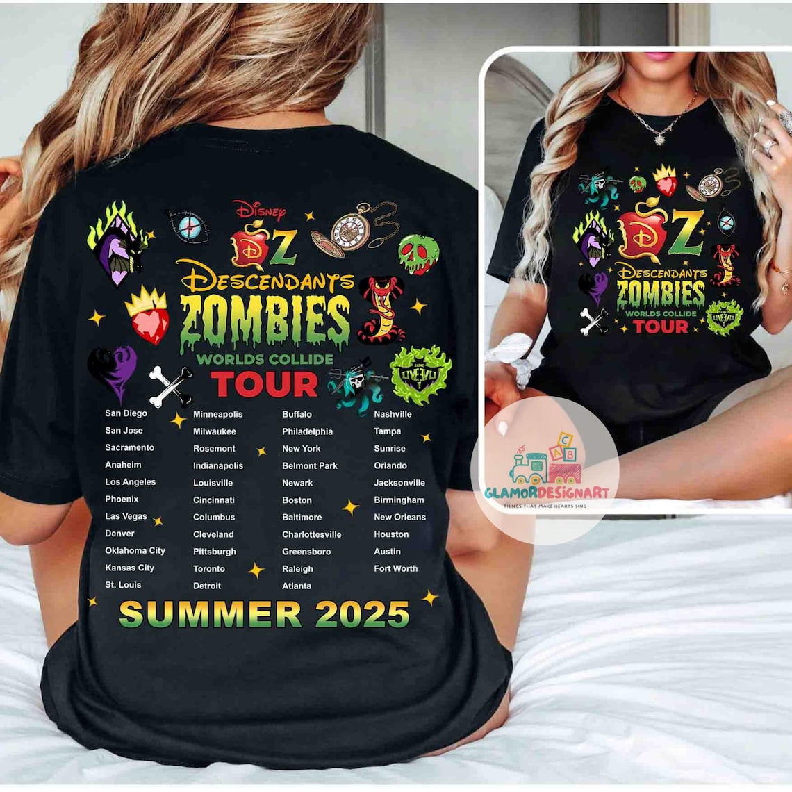 Two-sided Disney Descendants Zombies Worlds Collide Tour Shirt, Disney ...
