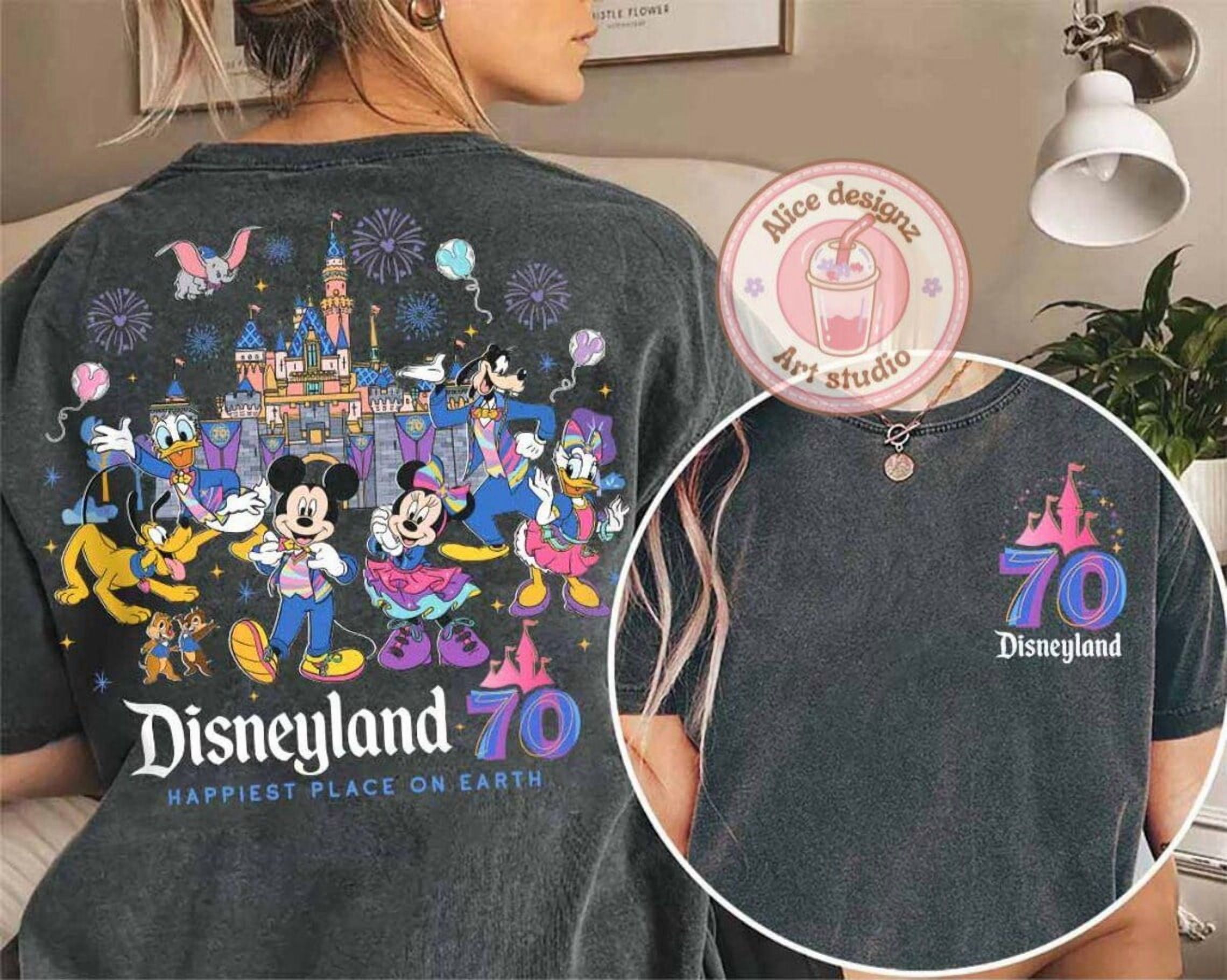 Two-sided Disneyland 70th anniversary t-shirt, Happiest Place on Earth ...