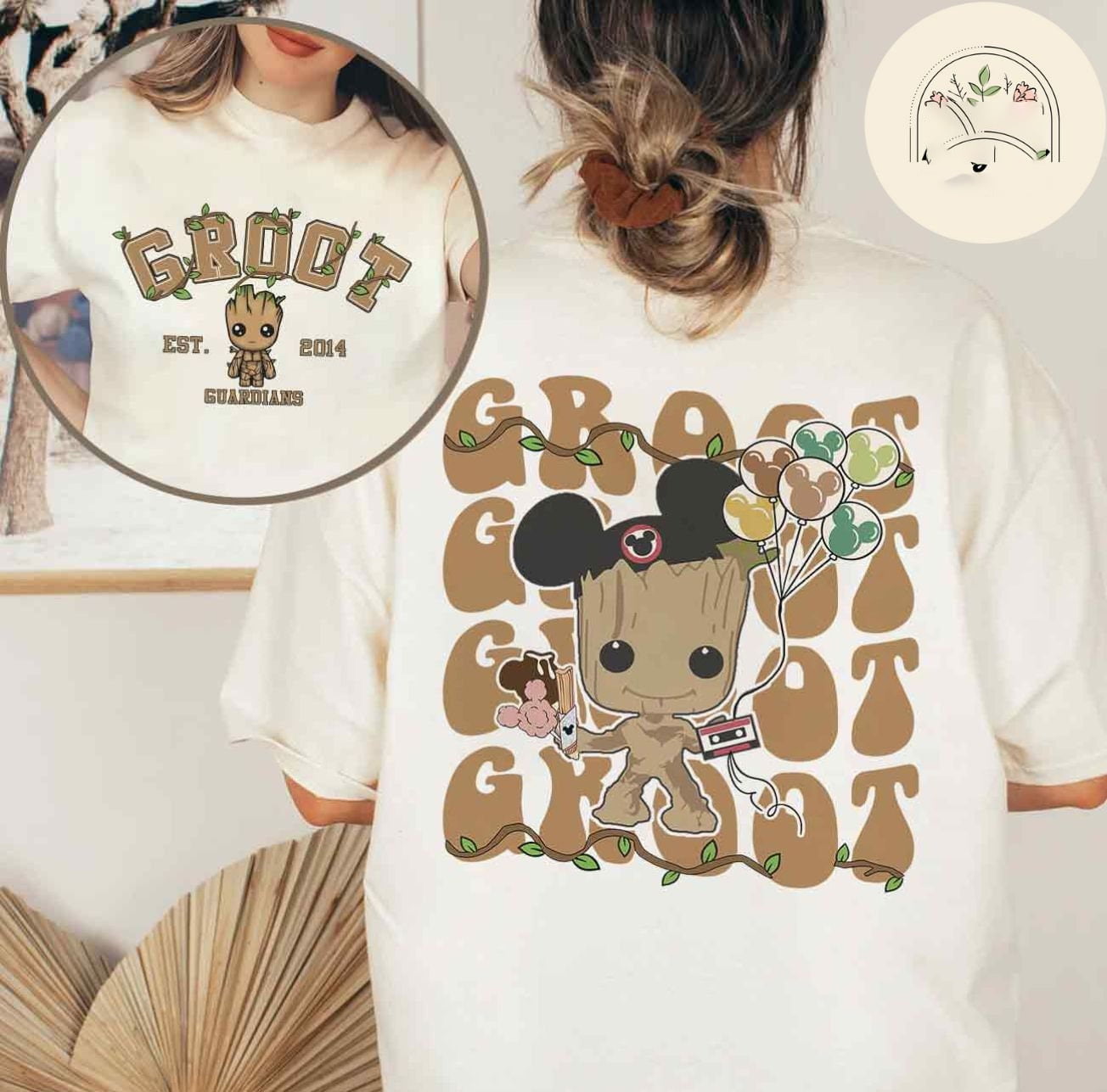 Two-sided Groot Guardians of the galaxy Disney shirt, retro Cute Groot ...