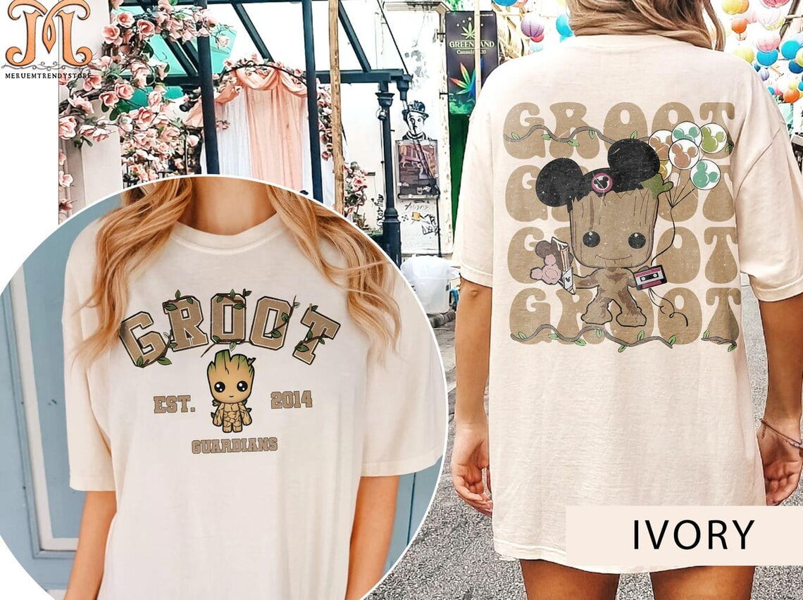 Two-sided I am Groot shirts, Vintage Retro Cute Groot Guardians of the ...