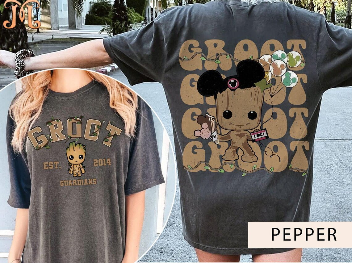 Two-sided I am Groot shirts, Vintage Retro Cute Groot Guardians of the ...