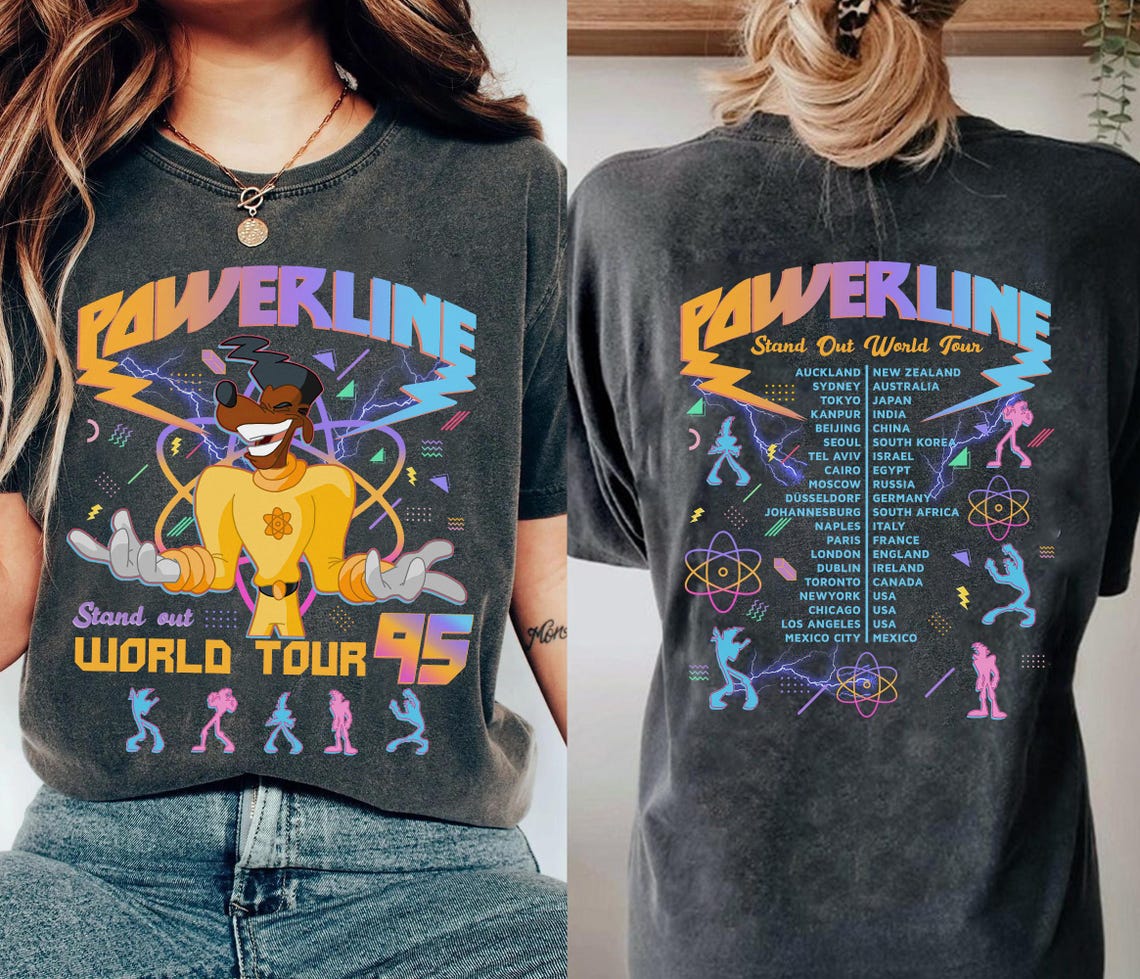 Two-sided Retro Disneyland Powerline Stand Out World Tour 95 Shirt ...