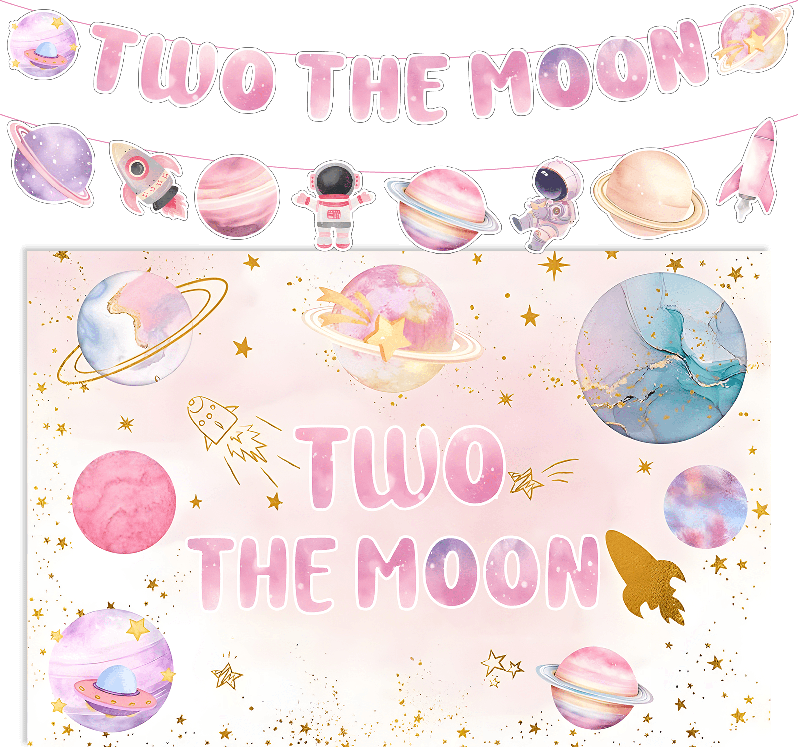 Two the Moon Party Decorations Supplies Baby Shower Party Backdrop ...