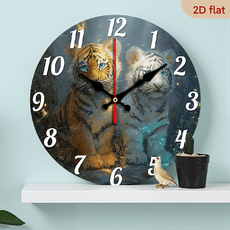 Two tigers.1 pc wall clock.Accurate timing, frameless design, simple ...