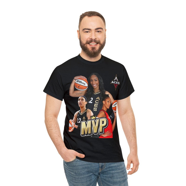 Two-time MVP A'ja Wilson, Las Vegas Aces, 2022 WNBA Champions T-shirt - Walmart.com