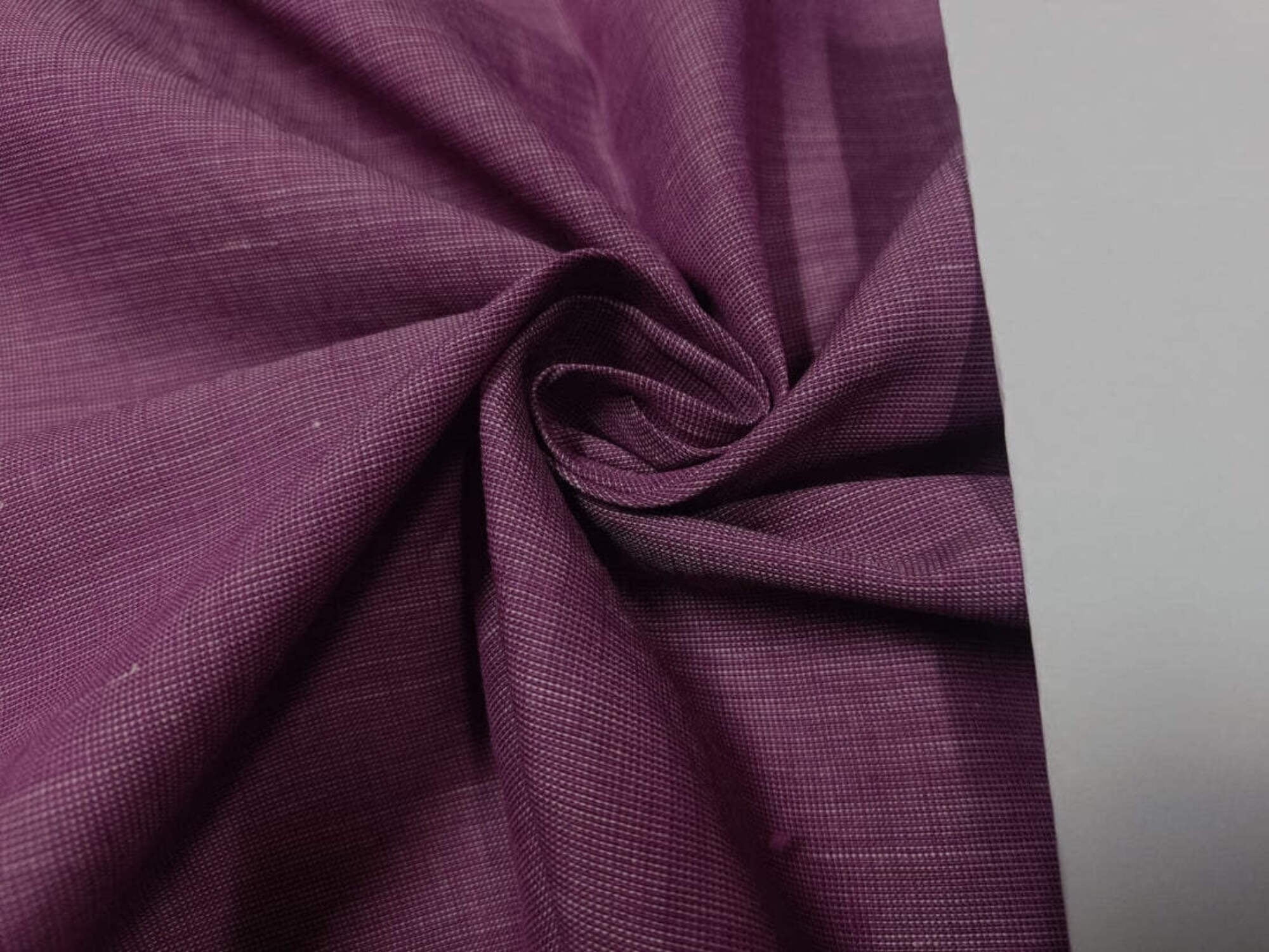Two tone linen fabric {iridescent} brinjal purple x white 54" white ...