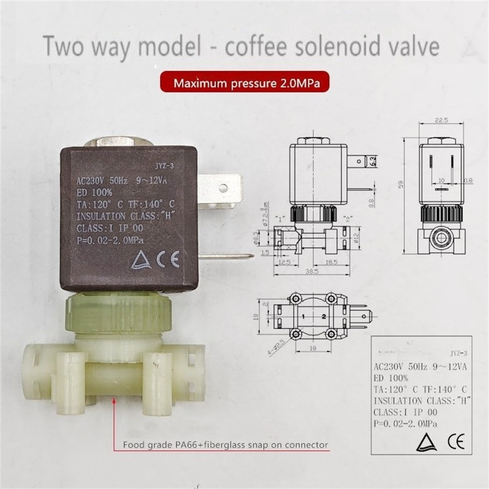 Two-way Three-way 230V 50Hz Solenoid Valve for Coffee Machine Steam Hot ...