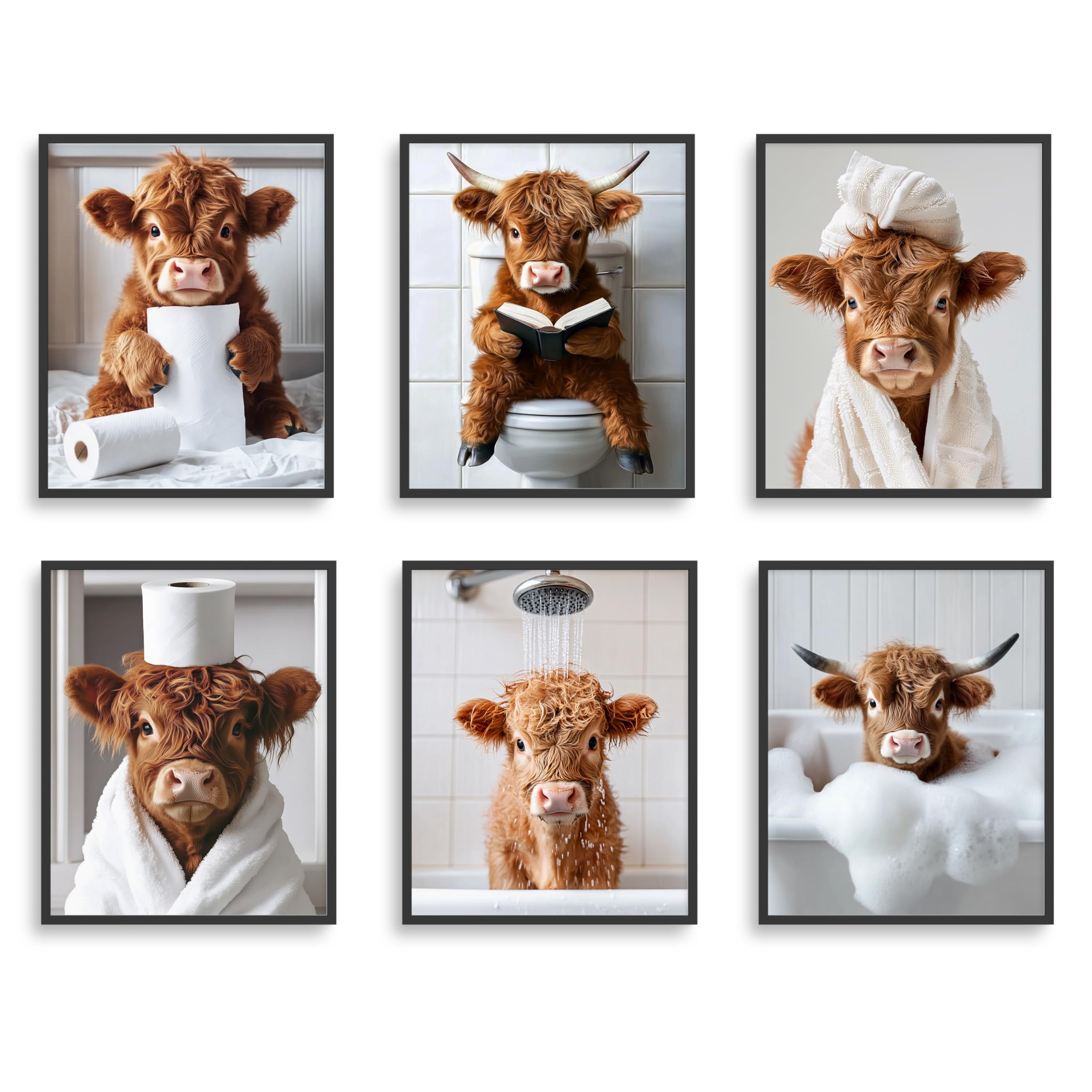 TwoDays Highland Cow Funny Bathroom Wall Art, Rustic Farmhouse Room Decor Aesthetic, Western ...