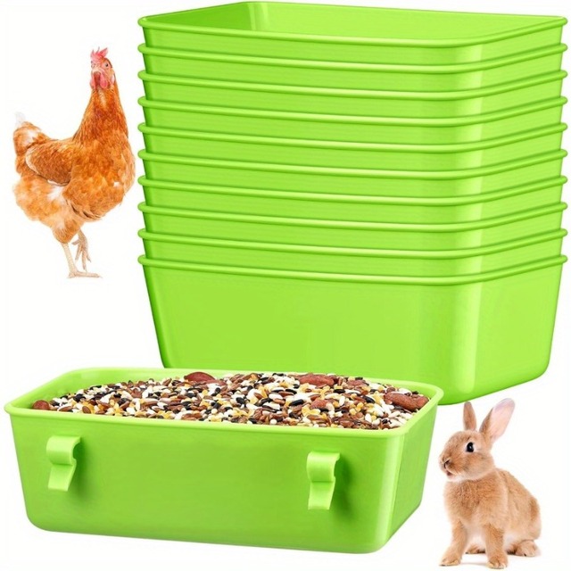 TwoLLL 10pcs Large Plastic Chicken Feeder Cups Auto Bird Feeder Boxes ...