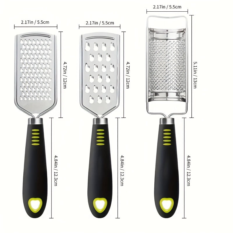 TwoLLL 3-Piece Set Handheld Stainless Steel Grater Set - Cheese Lemon ...