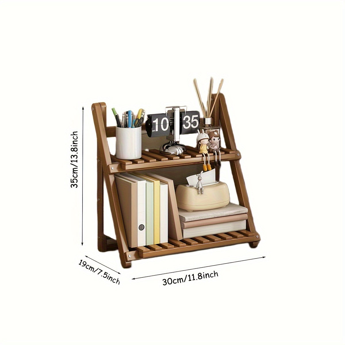 TwoLLL Bamboo Foldable Desktop Organizer - Easy Assembly Paint-Finished ...