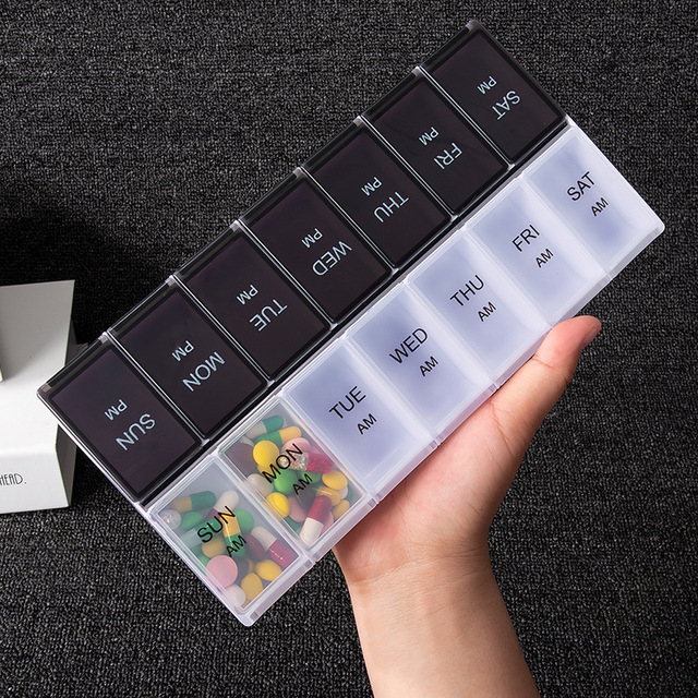 TwoLLL Classified storage Pill case box Large Capacity 7-Day 2 Times A ...