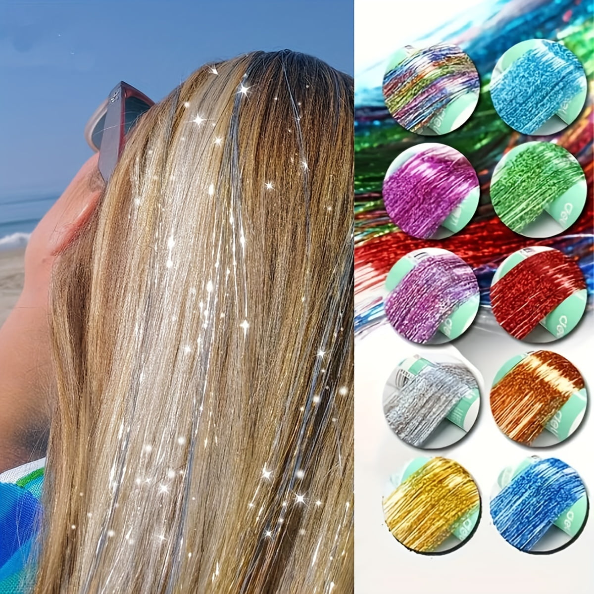 TwoLLL Dazzle with Style Sparkling Long Hair Tinsel Strands for Women ...