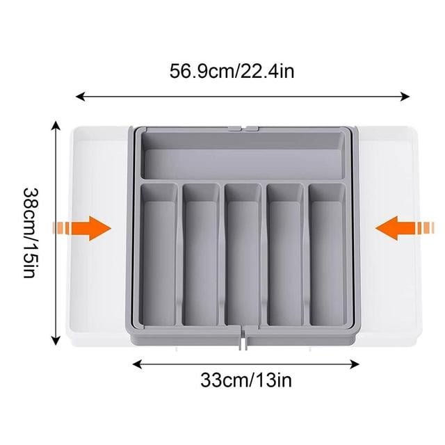 TwoLLL Silverware Storage Box Utensil Organizer Drawers Adjustable ...