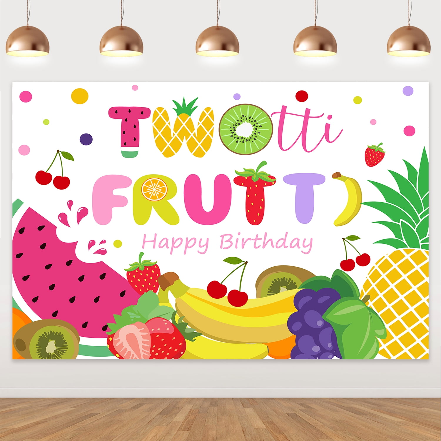Twotti Fruity Birthday Decorations - Twotti Frutti Backdrop for Girl ...