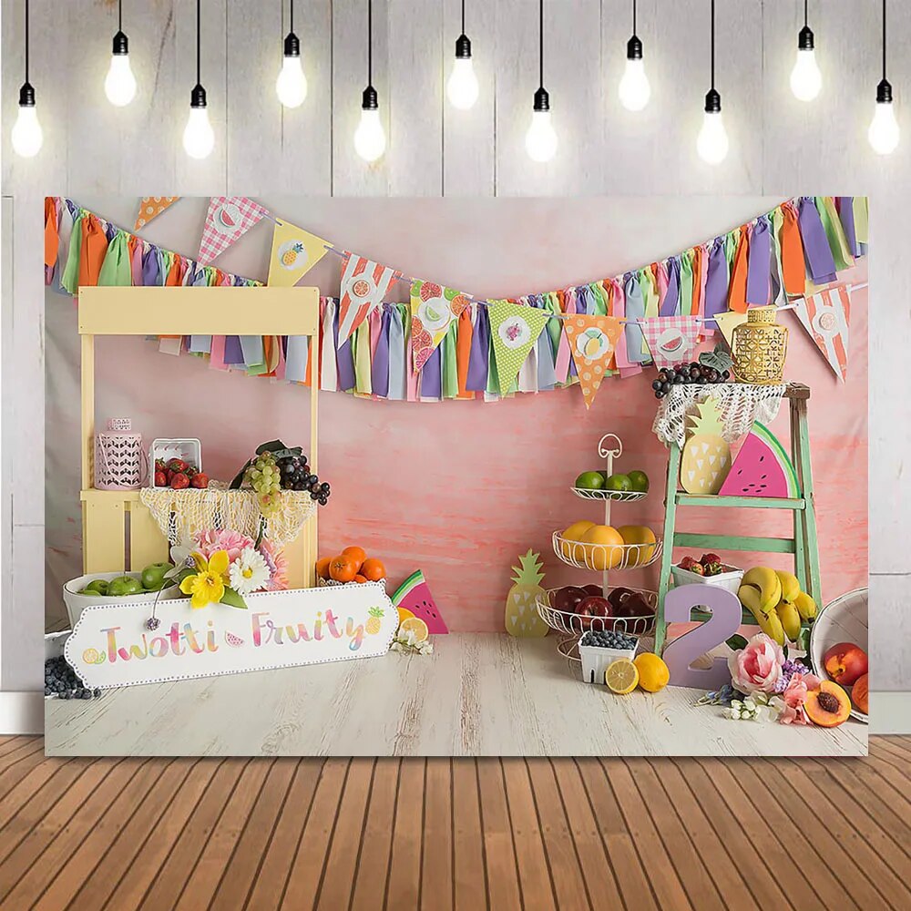 Twotti Fruity backdrop for 1st birthday cake smash portrait background ...