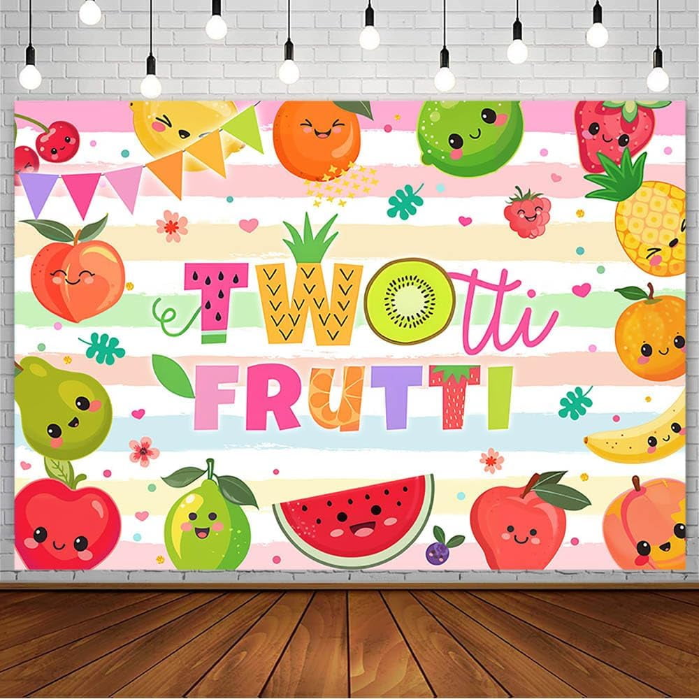 Twotti Frutti Birthday Backdrop Summer Fruit Theme Girl's 2nd Birthday ...