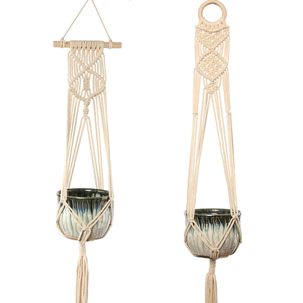 Twowood Hand Woven Hemp Rope Plants Flowers Pot Hanging Basket Holder ...