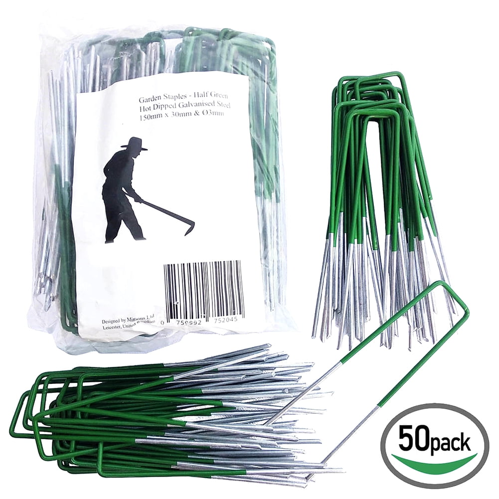 Twowood U Shaped Garden Ground Grass Lawn Turf Galvanised Pegs ...