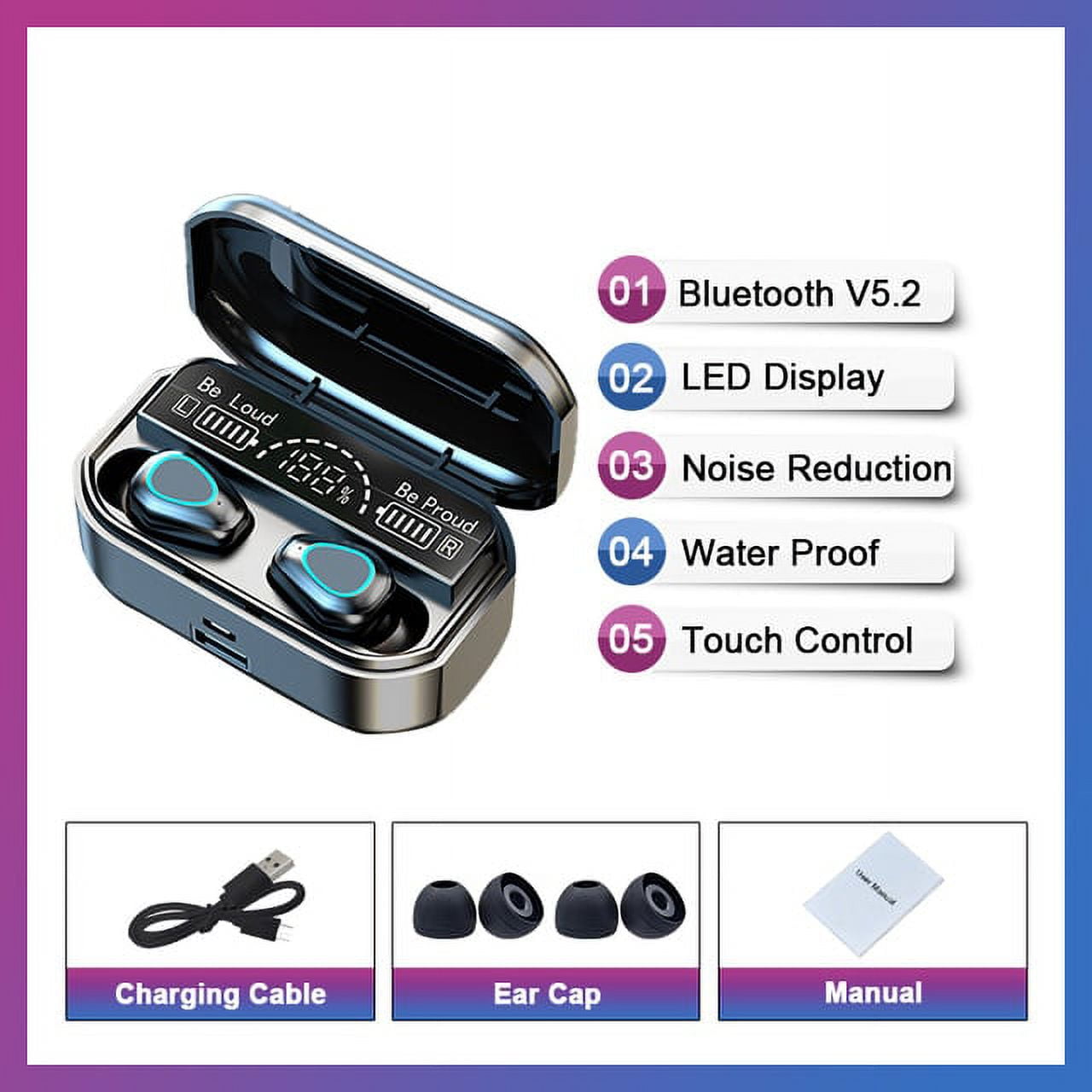 Tws Bluetooth 5.2 Earphones 3500mah Charging Box Wireless Headphone 9d ...
