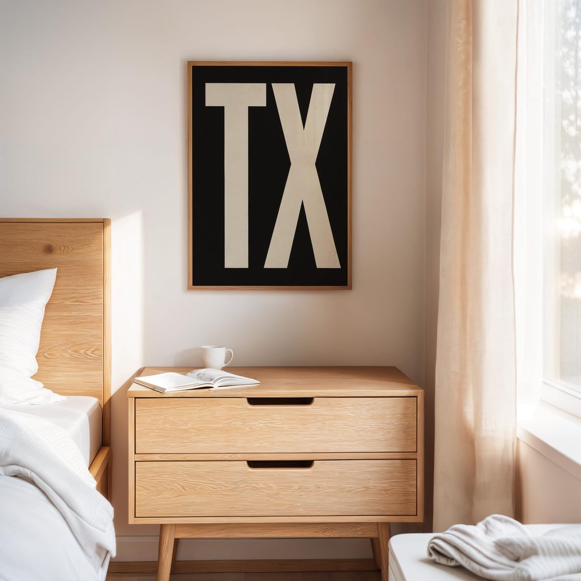 Tx Typography Wall Art – Modern Texas Letters In Bold Black And White ...