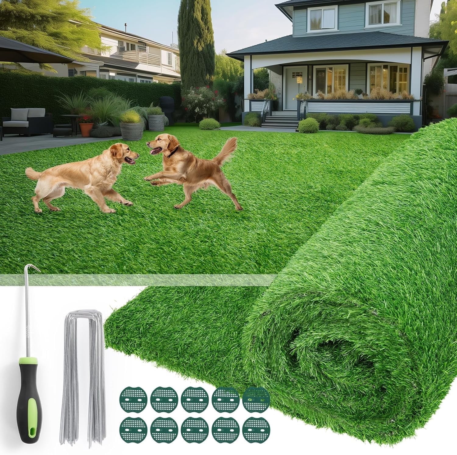 Roilpet Artificial Grass Turf Lawn 5 FT x8 FT, Realistic Synthetic ...