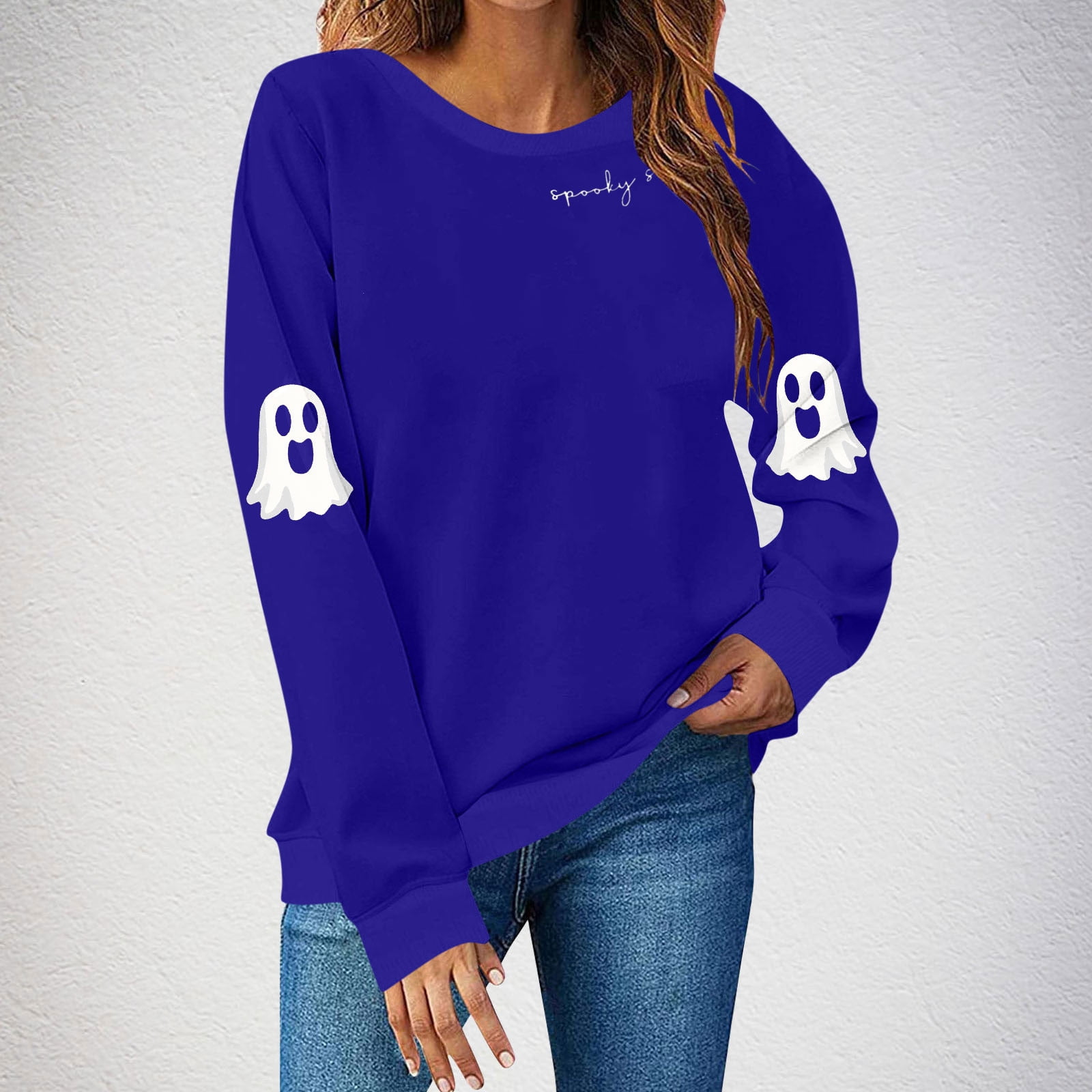 Txenfivo Spooky Season Sweatshirts Halloween Ghost Sweatshirt Women ...