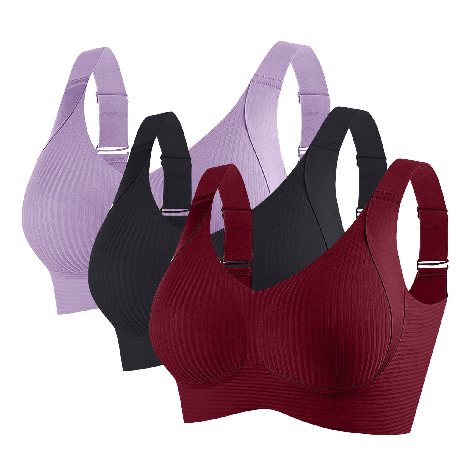 Txenfivo Women's Wireless Bras with Side Support Full Coverage Push Up ...
