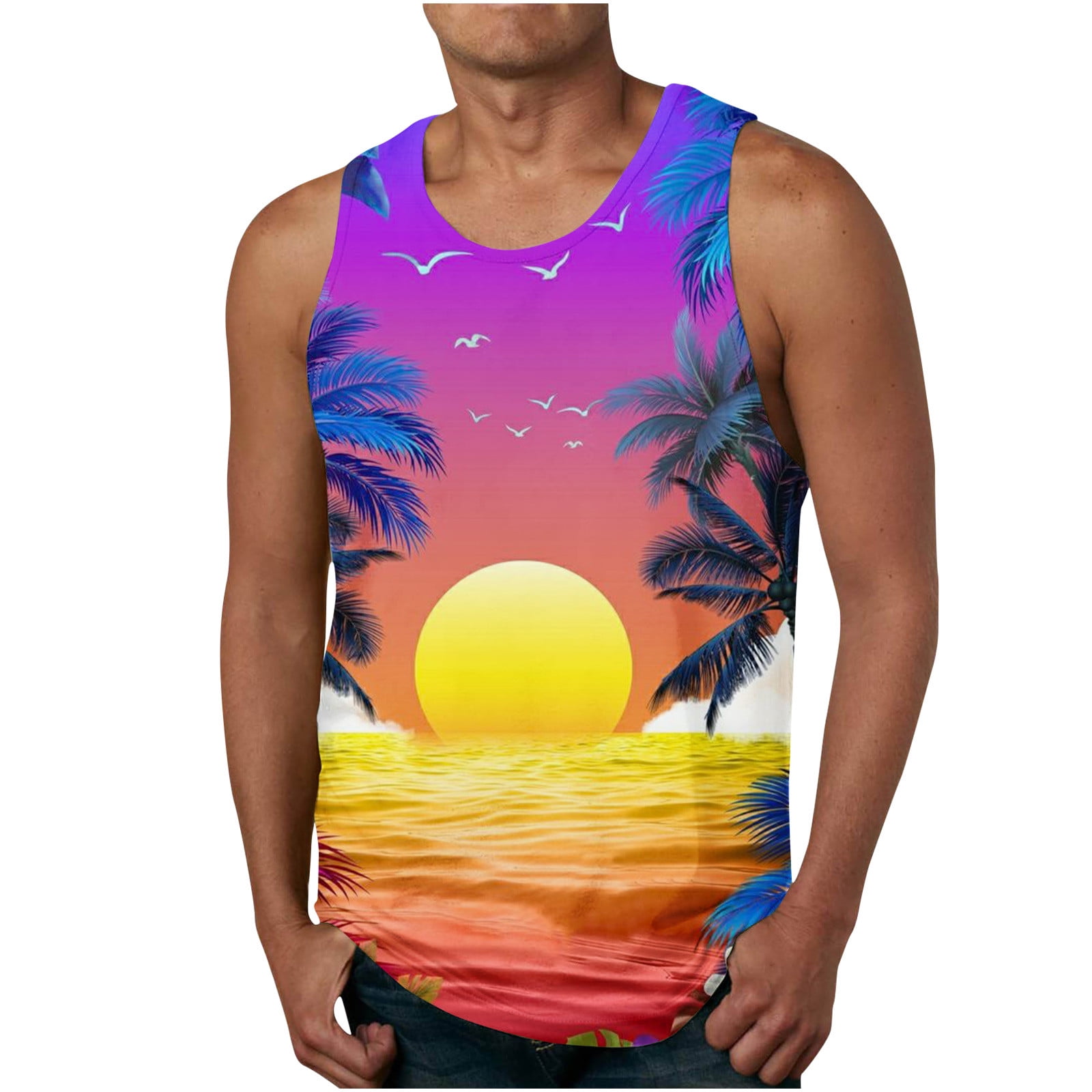 Txeol Hawaiian Tank Top Women,Palm Tree Tanks Tops for Mens Cool ...