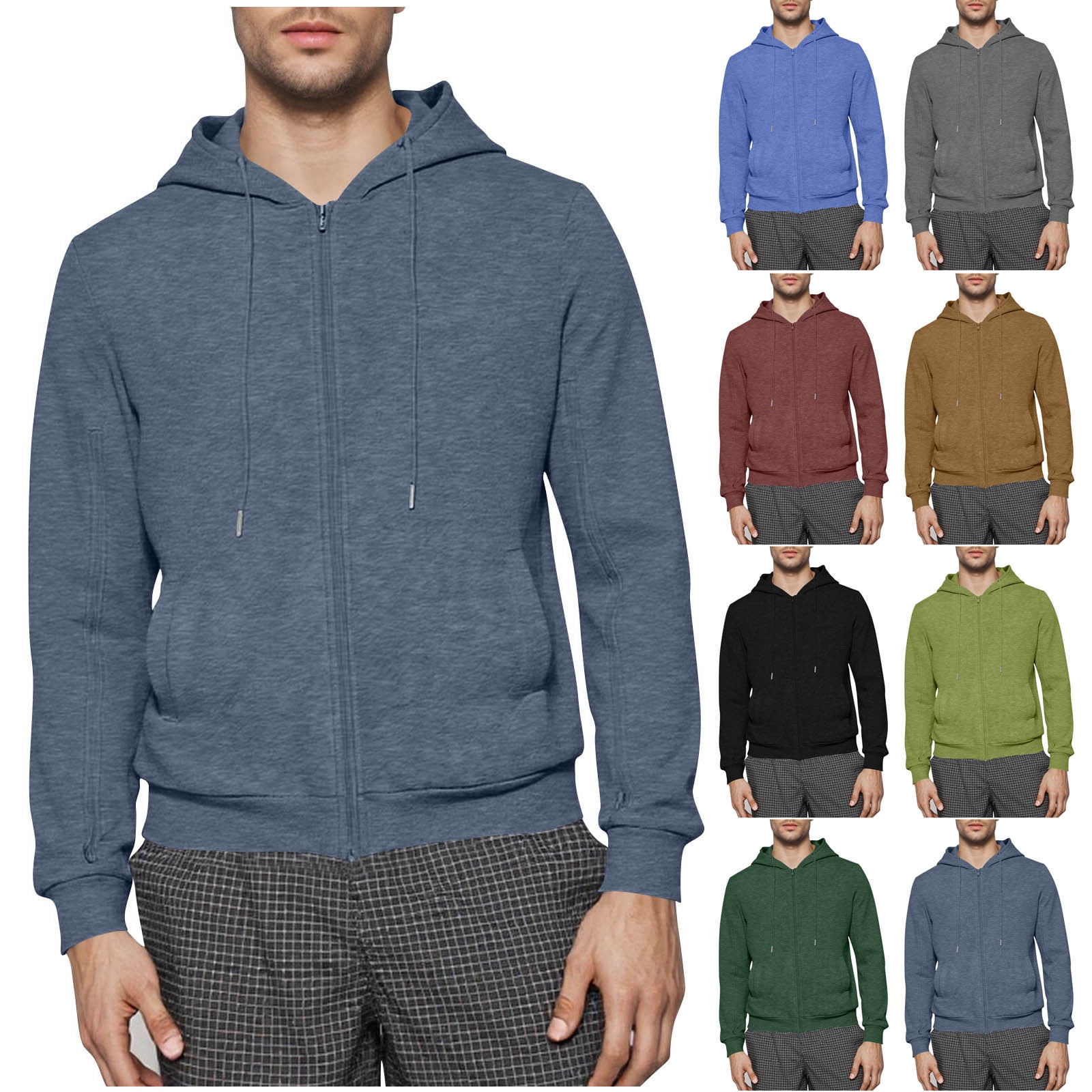 Txeol Men Dialysis Sweatshirt with Arm Zipper Full Zip Fleece Hoodie ...