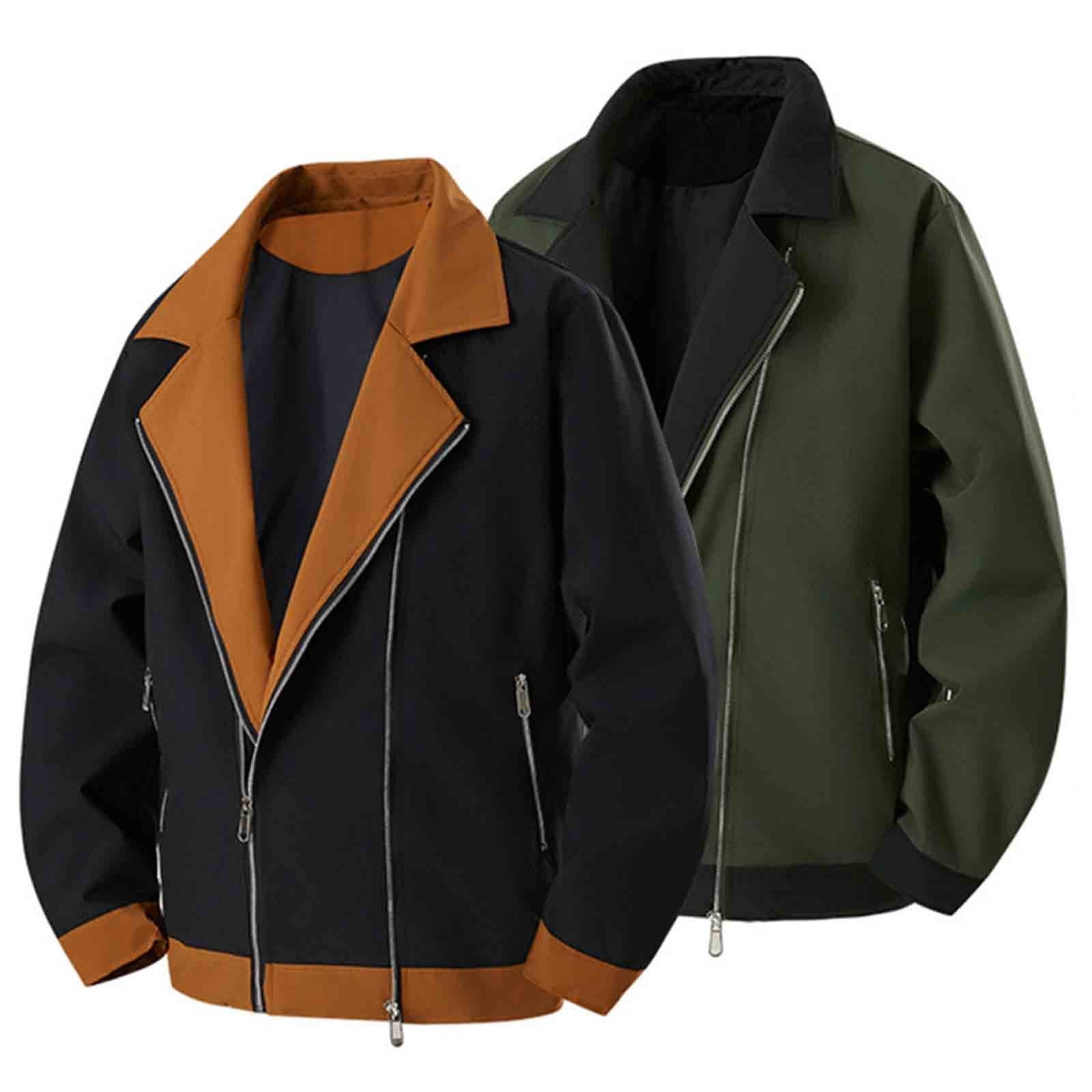 Txeol Men's Bomber Jacket Lapel Collar Full Zip Cargo Coat Lightweight ...