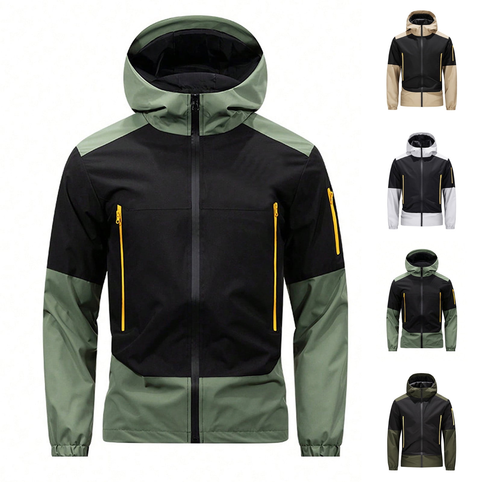 Txeol Mens Waterproof Rain Jackets with Hood Color Block Tactical ...