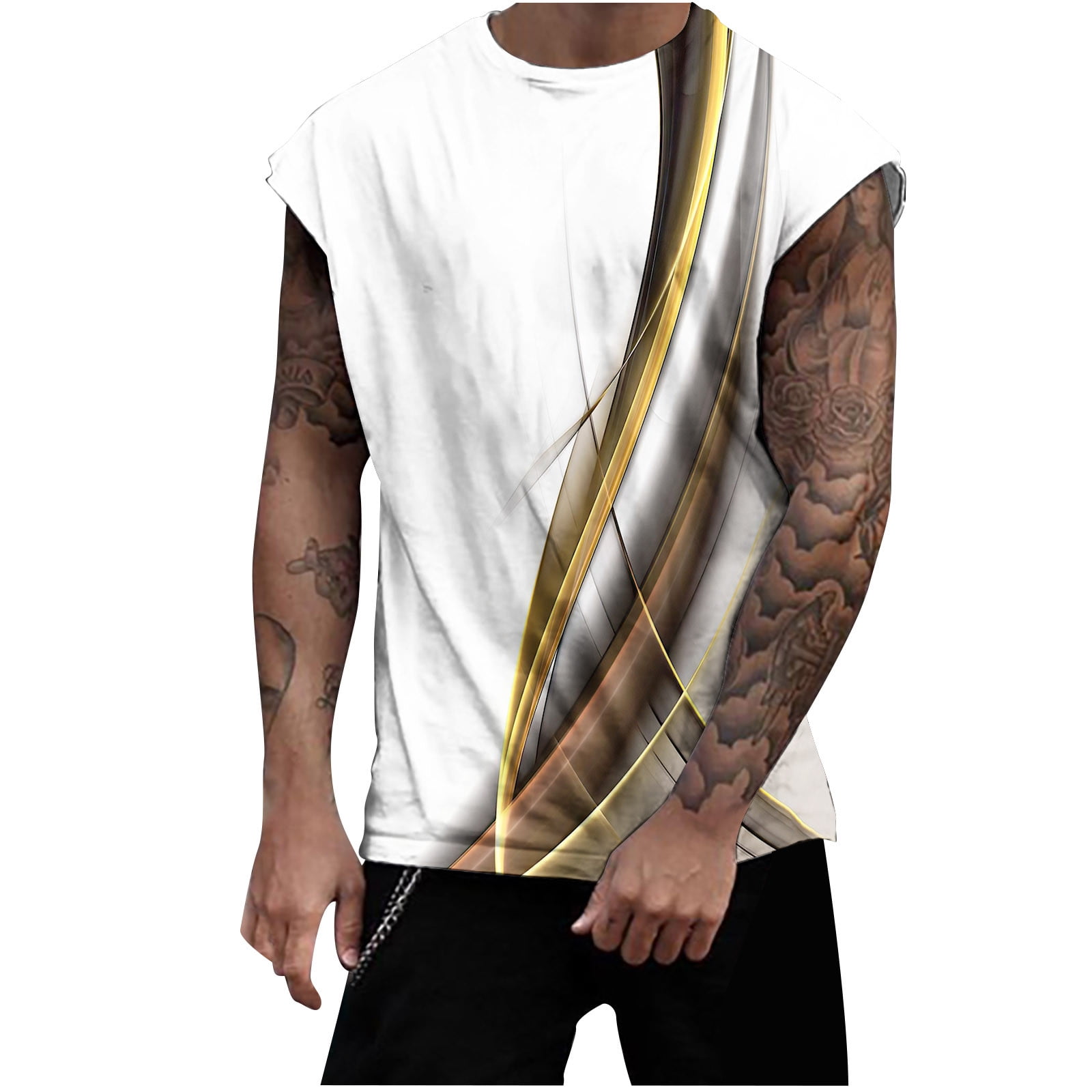 Txeol Tank Tops for Men Big and Tall,Mens 3D Sleeveless Tank Tops Workout Cut Off Shirts Muscle ...