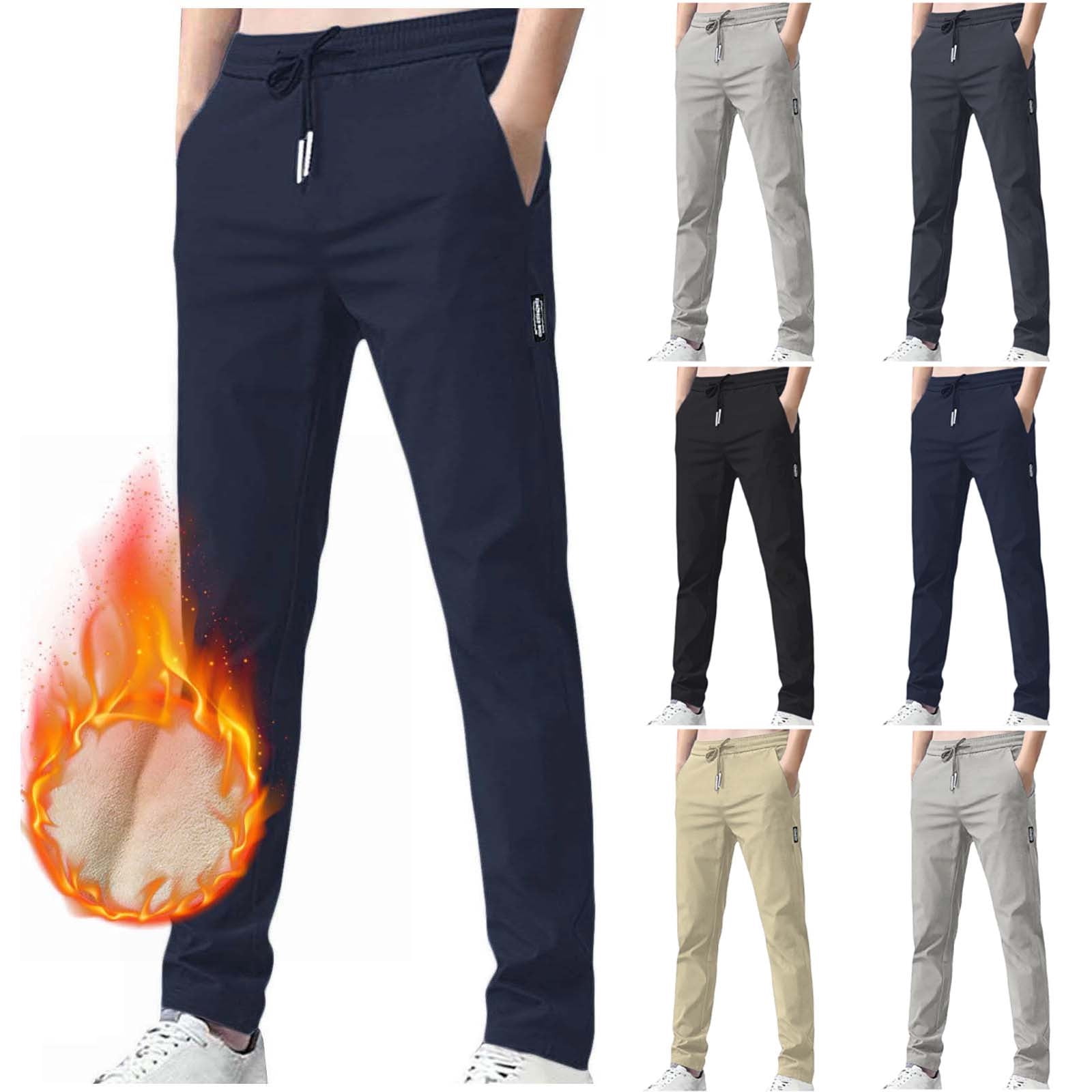 Txeol Winter Golf Pants for Men Fleece Lined Work Business Casual Dress ...