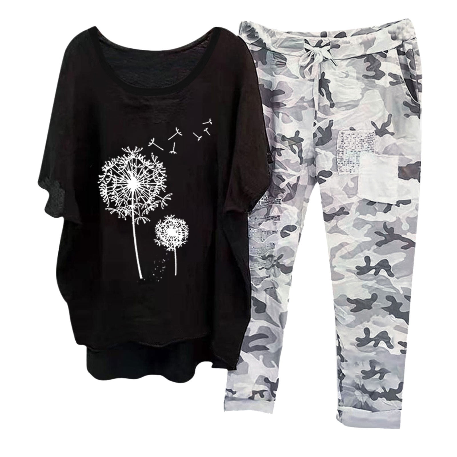 Txeol Womens Capri Sets 2 Piece Outfits Summer,Womens Linen Sets Two ...