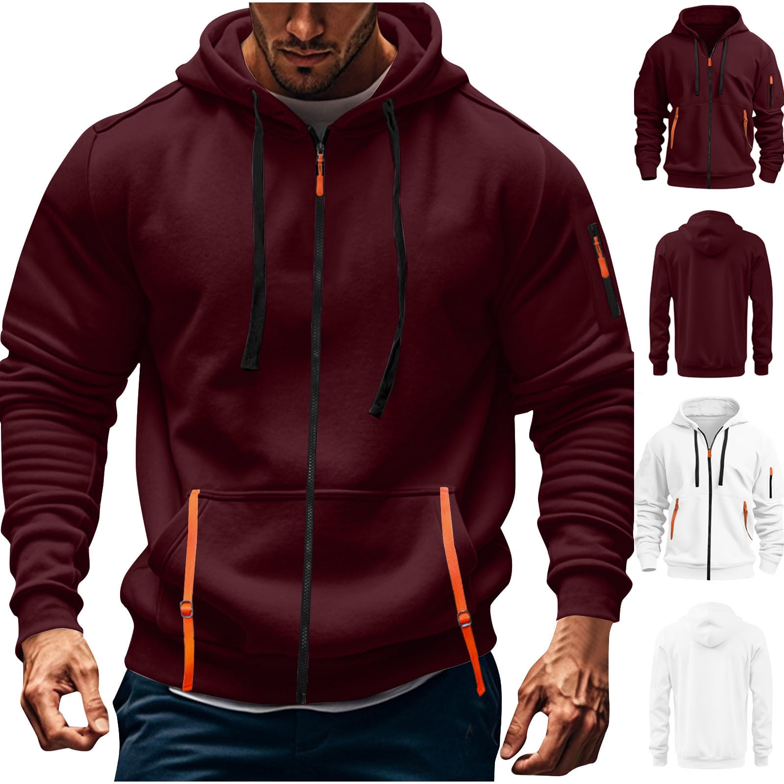 Txeol Zip Up Hoodie Men Tactical Hoodies Casual Athletic Workout ...